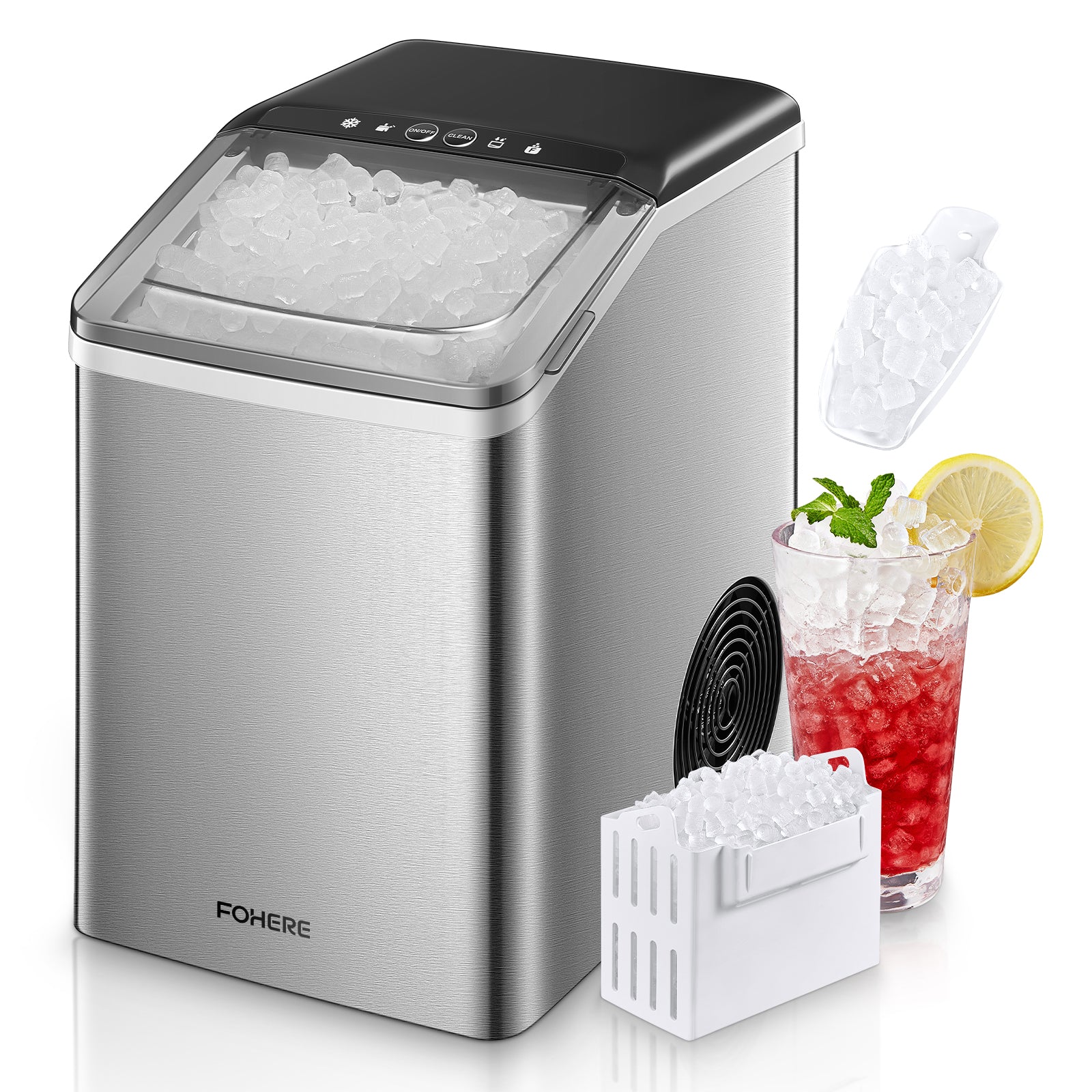 Nugget Ice Maker Countertop, 38 Lbs in 24Hrs, Chewable Pellet Ice Cube ...