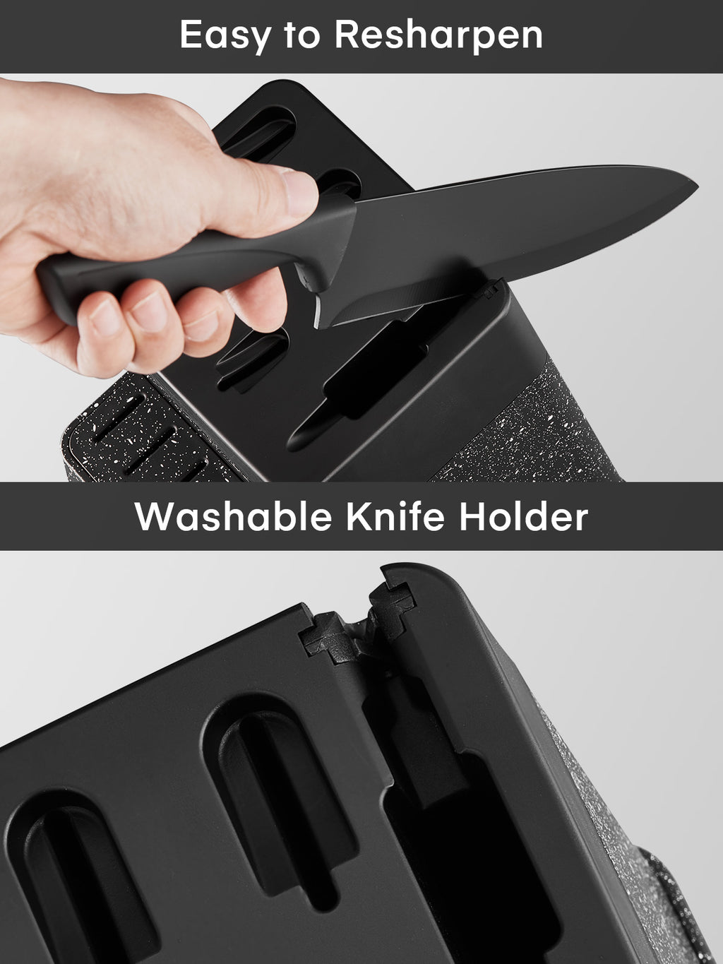 Knife Block Set, FOHERE 13 Pcs Self Sharpening Knife Set, High Carbon ...