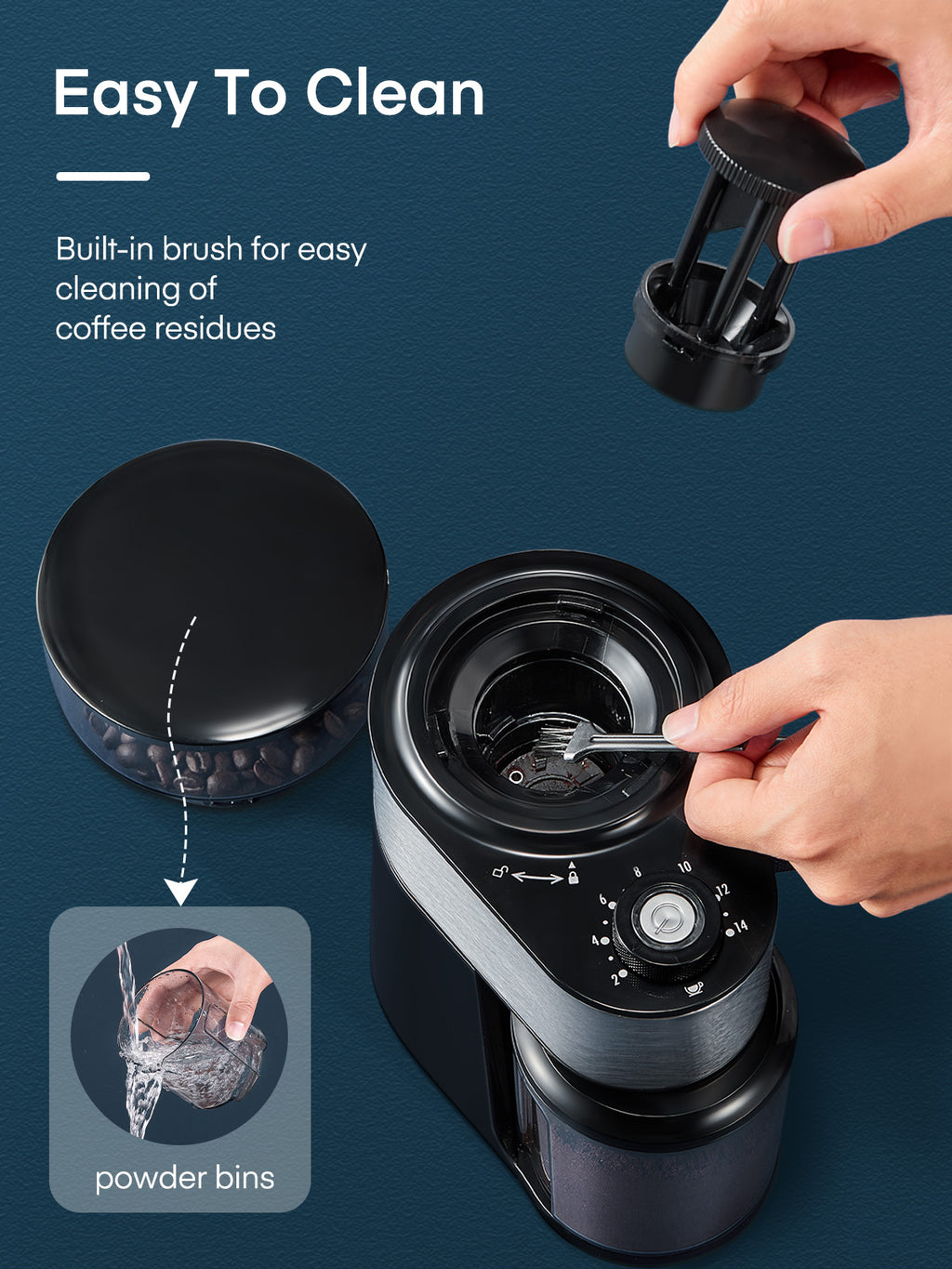 Electric Burr Coffee Grinder FOHERE, 200W Upgrade, 18 Precise Grind Se ...