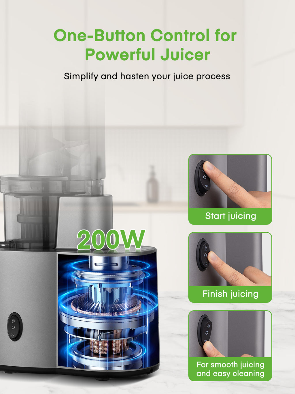 Juicer Machines Vegetable and Fruit, FOHERE Cold Press Juicer Extracto ...