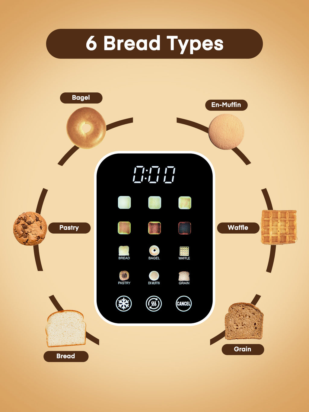 4 Slice Toaster Touch Screen Control, Long Extra-Wide Slots Smart Brea ...