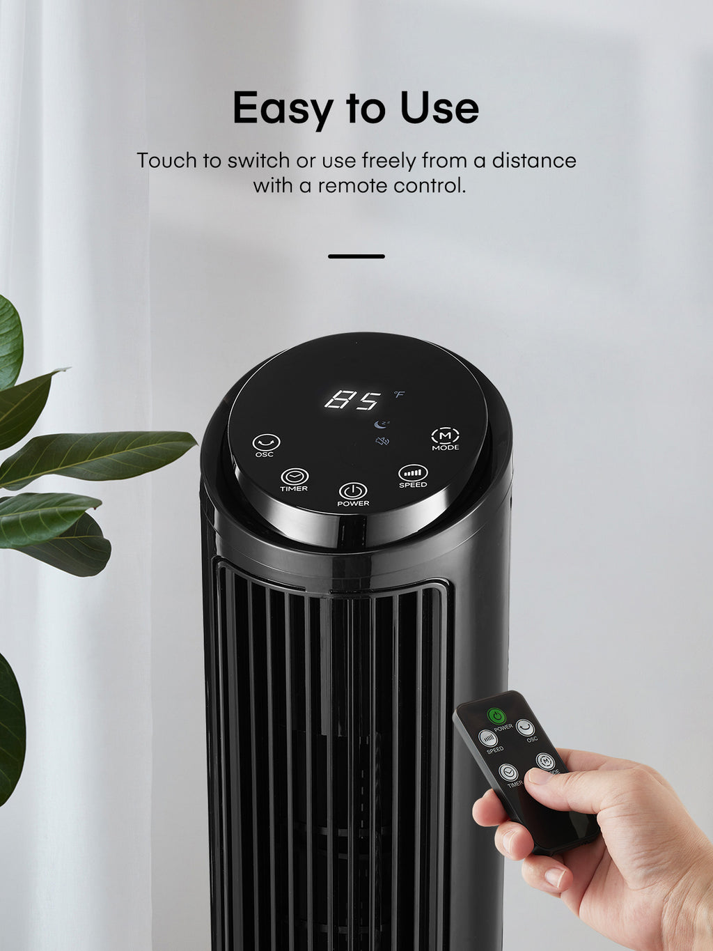 FOHERE Tower Fan for Home, 40" Oscillating Quiet DC Motor Cooling Fan ...
