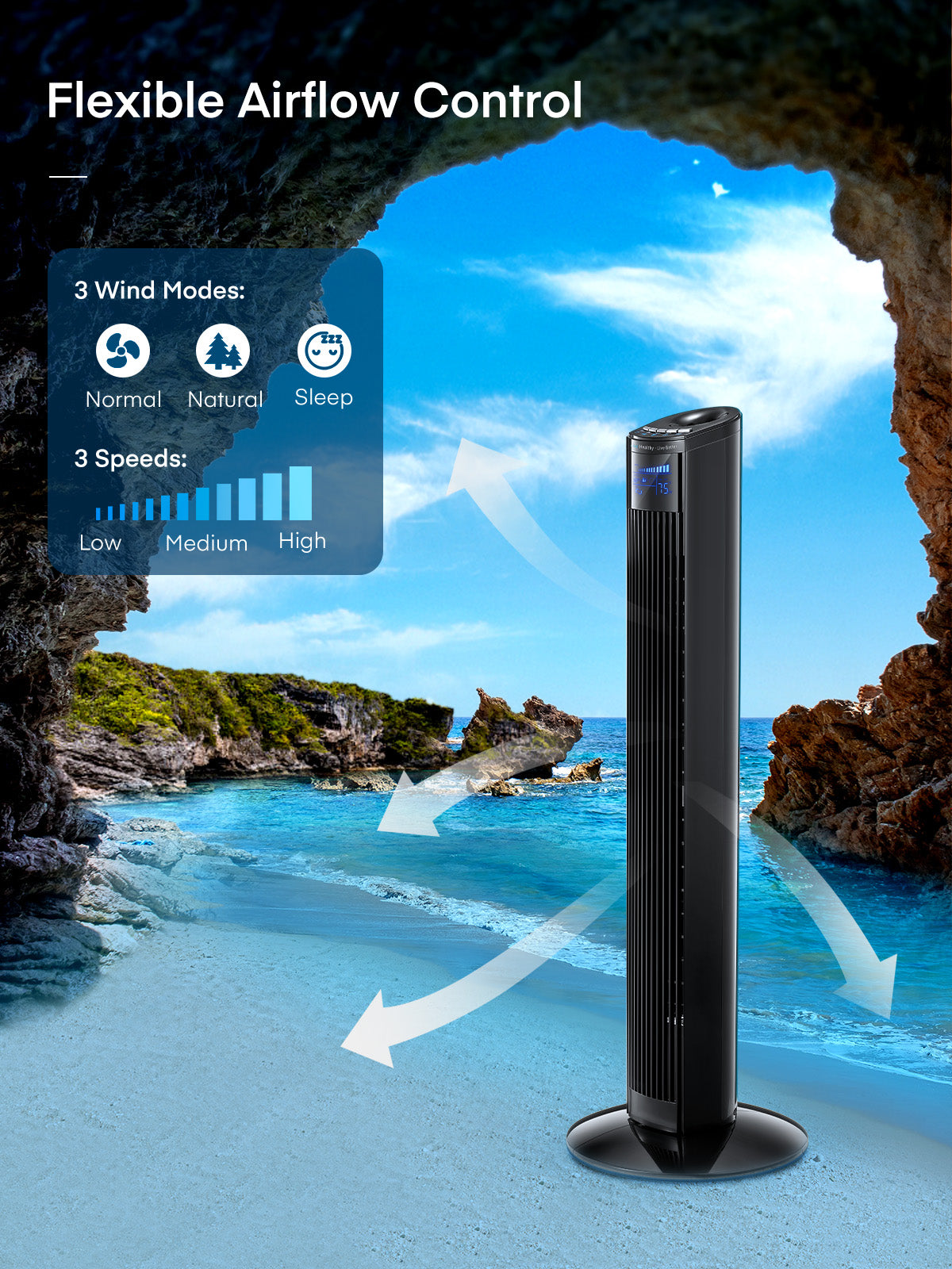 Tower Fan, 36" Oscillating Tower Cooling Fan with Remote Control, 12-H ...