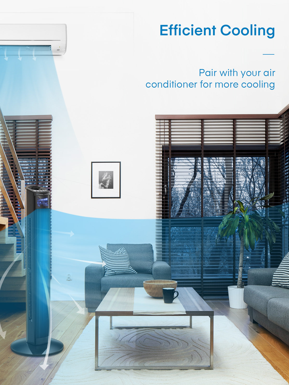 Tower Fan, 36" Oscillating Tower Cooling Fan with Remote Control, 12-H ...