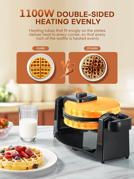 Flip Belgian Waffle Maker, 180° Rotating Waffle Iron with Easy to Clea ...